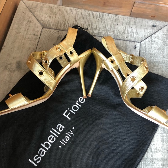 Isabella Fiore | Shoes | Isabella Fiore Italy Gold High Heel Sandals ...